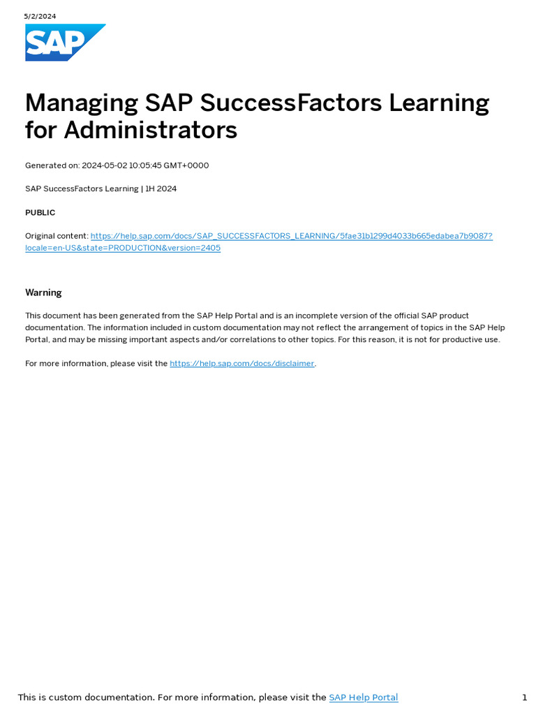 Managing SuccessFactors Learning Admin | PDF | Default (Computer ...