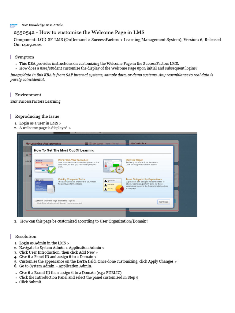 How To Customize The Welcome Page in LMS | PDF