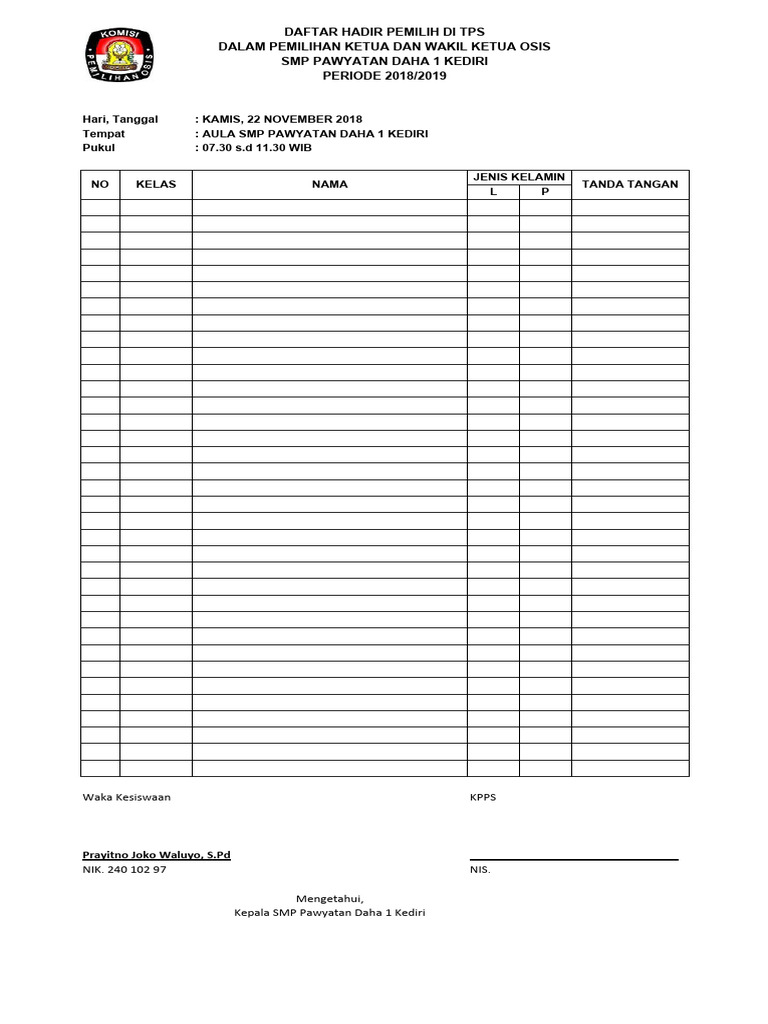 Form Pemilihan Ketua Osis | PDF