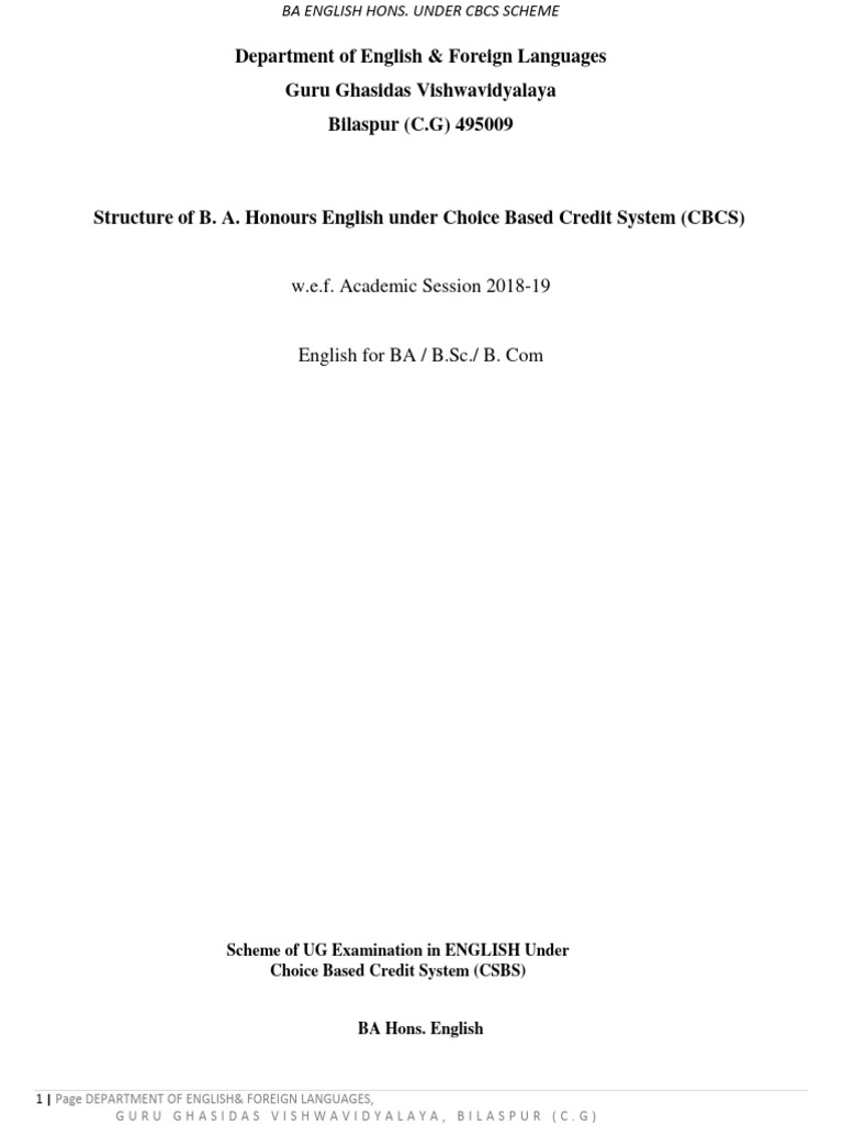 BA English Hons CBCS Structure | PDF | English Studies | Theatre