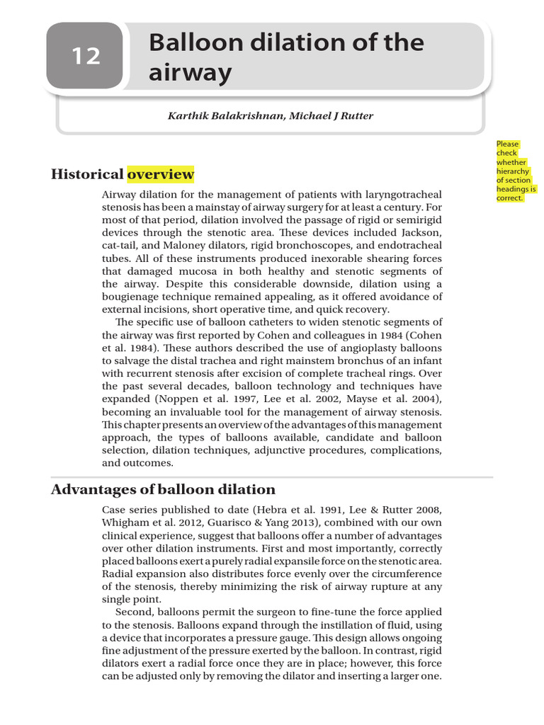 Ballon Dilatation | PDF | Anesthesia | Clinical Medicine