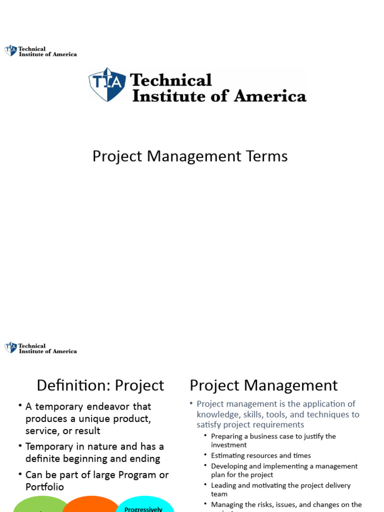 Pm Terms Pdf Project Management Leadership