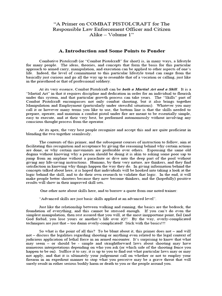 Combat Pistolcraft Primer | PDF | Trigger (Firearms) | Hand