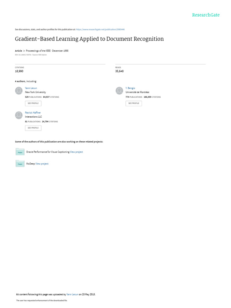 Gradient-Based Learning in OCR | PDF | Artificial Neural Network ...