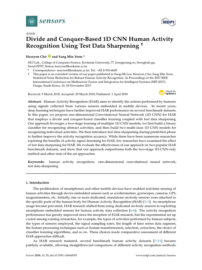 Divideandconquer Based1dcnnhumanactivityrec Pdf Deep Learning Artificial Neural Network 