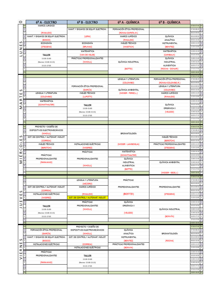 Horario 6º Teie - TQ 2024 | PDF