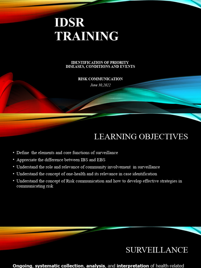 IDSR TRAINING | PDF | Risk | Communication
