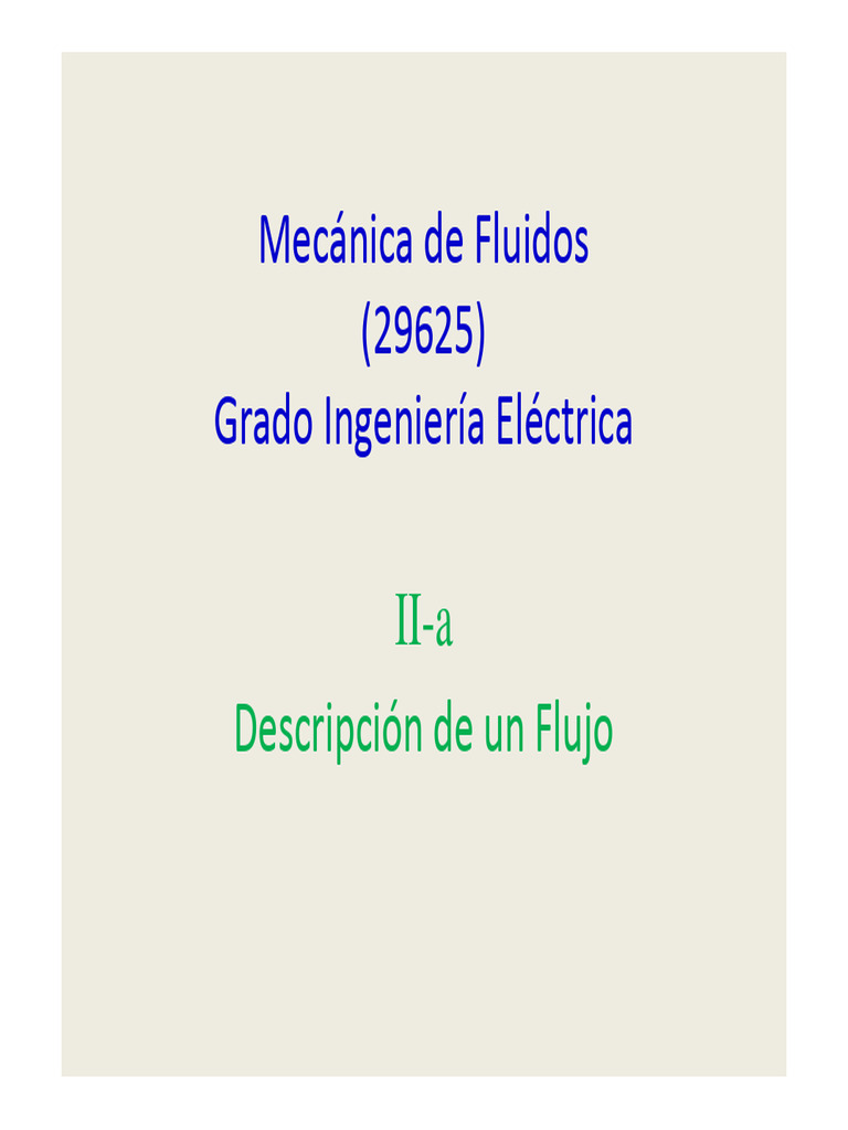 2a Descripción del flujo MF Curso LM | PDF | Mecánica de fluidos | Ecuaciones de movimiento
