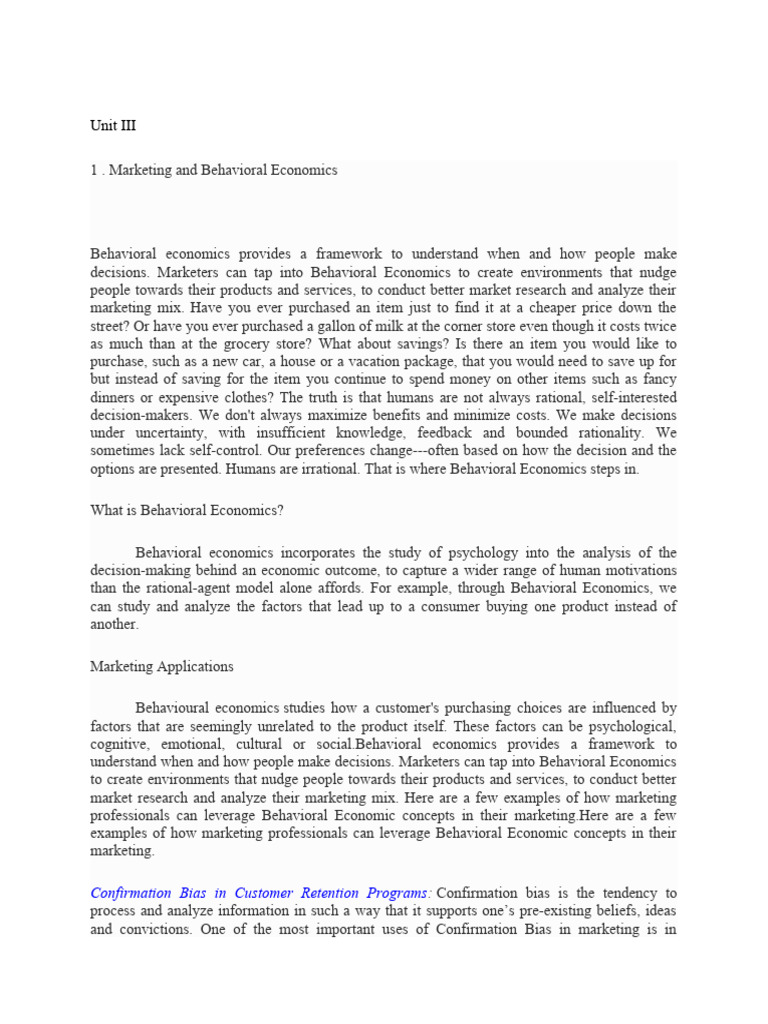 BE 3 Final | PDF | Behavioral Economics | Decision Making