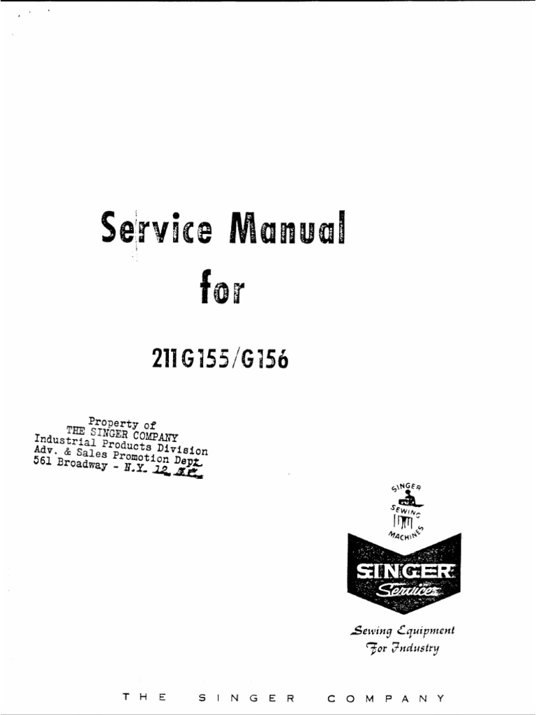 Singer 211G/155G/156 Service Manual | PDF