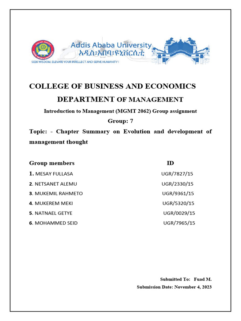 Introduction To Management Assignments | PDF | Psychology | System