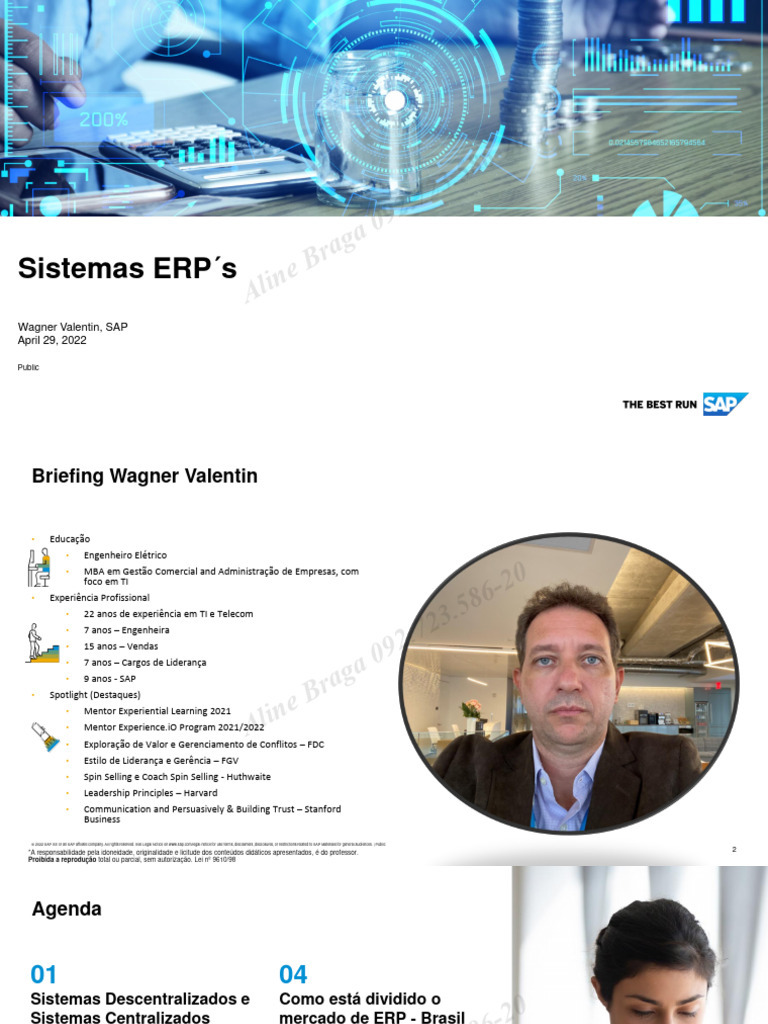 Slides Palestra Sistemas ERPs ALUNOSpdf Portugues | PDF | Planejamento de recursos empresariais ...