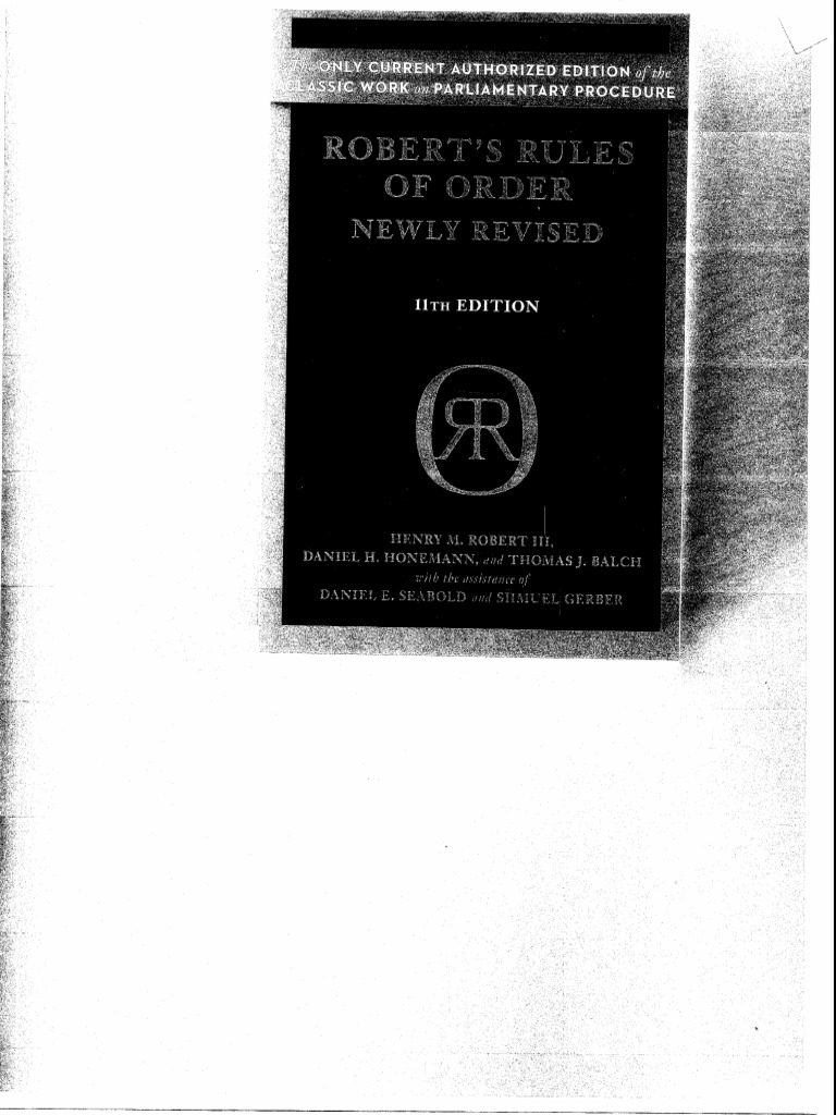 Roberts Rules of Order 11th Edition | PDF