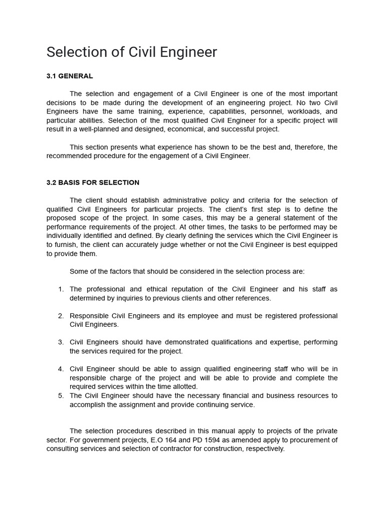 Selection of Civil Engineer | PDF | Consultant | Engineer