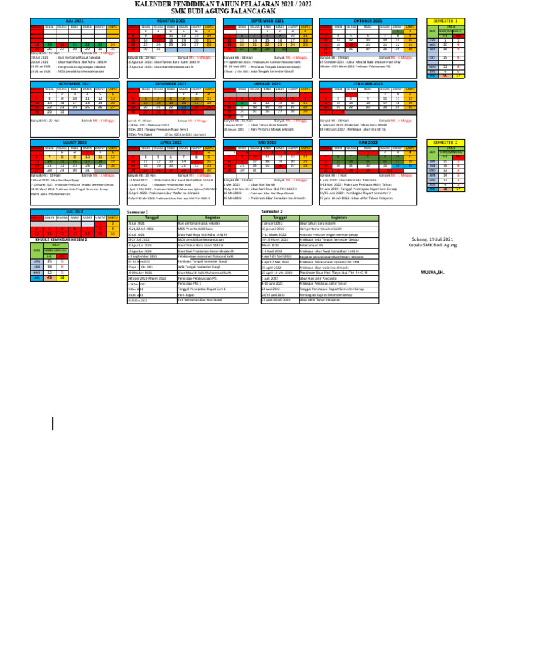 Kalender Pendidikan SMK 2021-2022 | PDF
