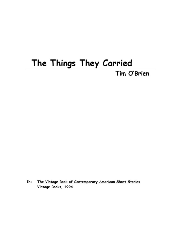 The Things They Carried by Tim O'Brien | PDF | Postmodern Literature