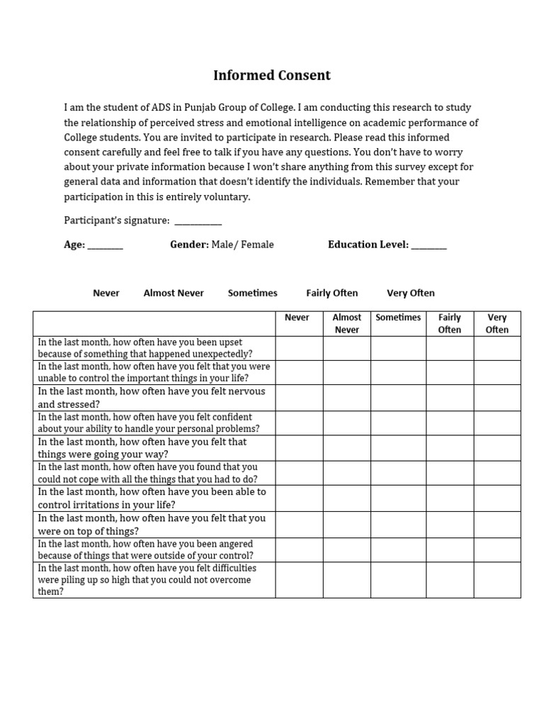 Questionnaire | Download Free PDF | Emotions | Mood (Psychology)