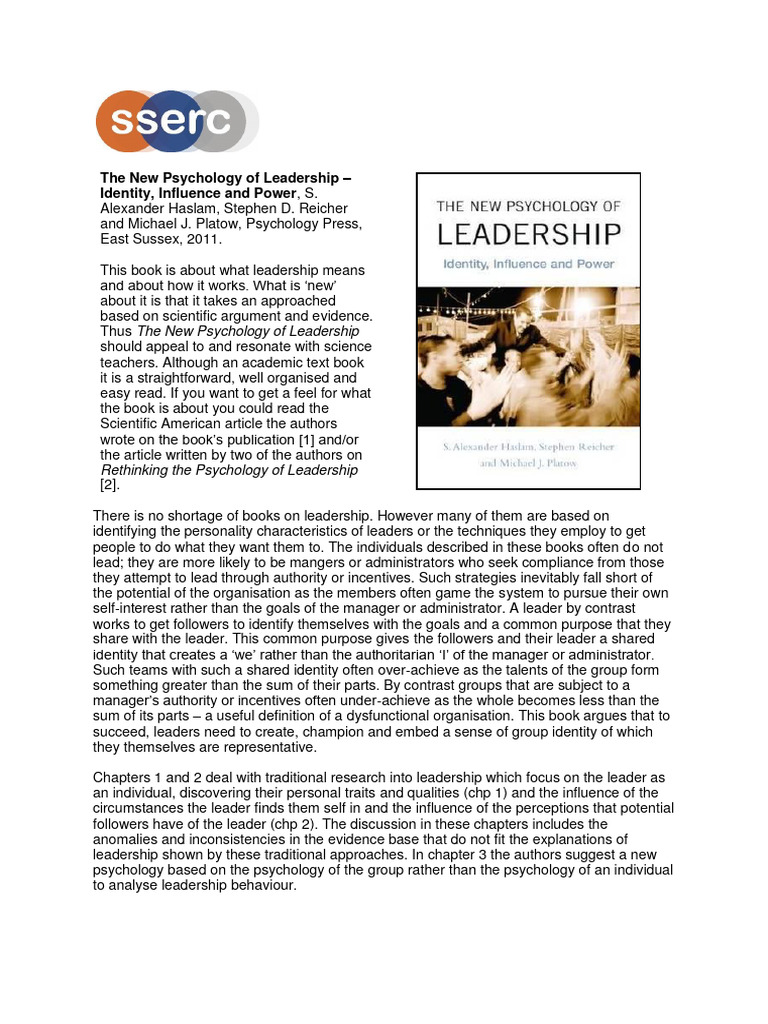 The New Psychology of Leadership | PDF | Leadership | Identity (Social ...