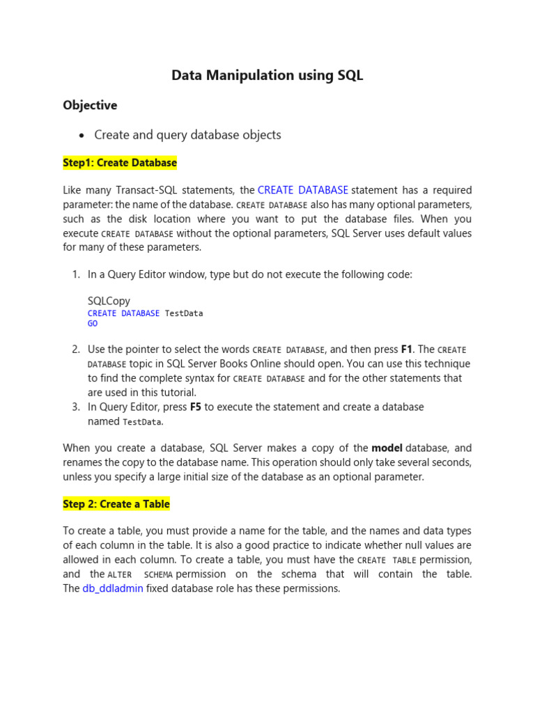 Data Manipulation Using SQL | Download Free PDF | Databases | Table (Database)