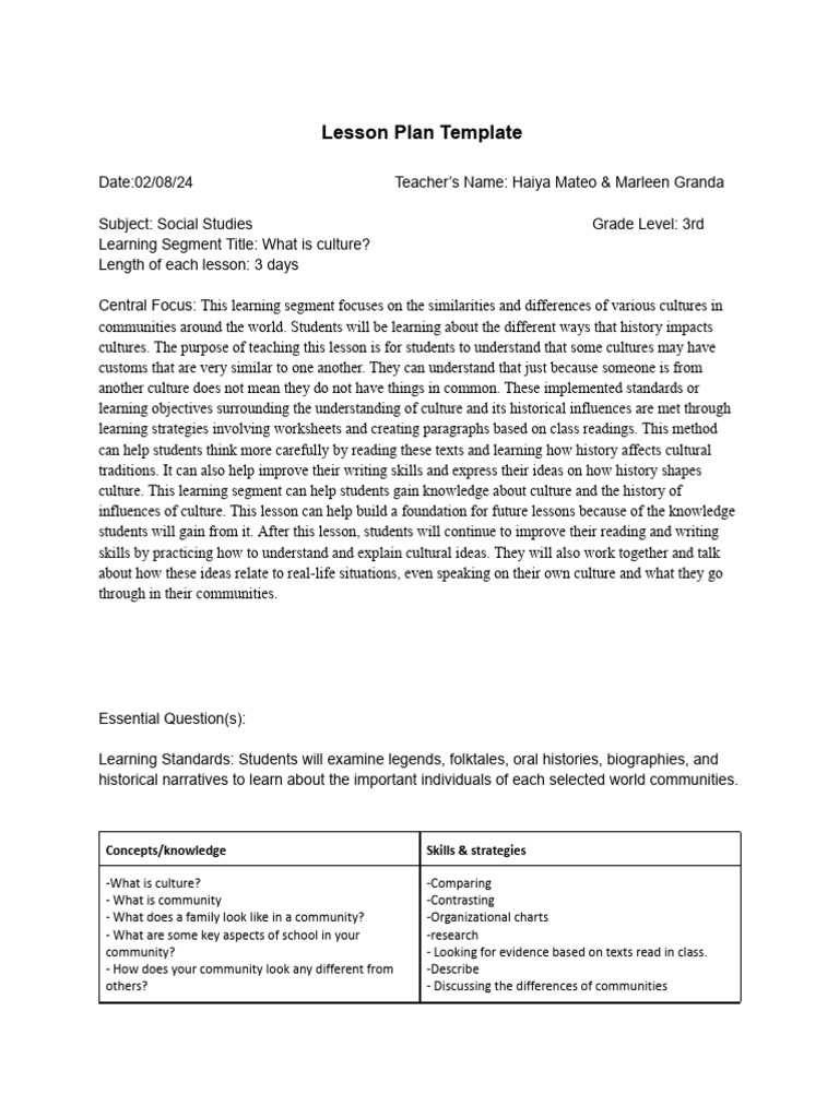 Lesson Plan | PDF | Learning | Teachers