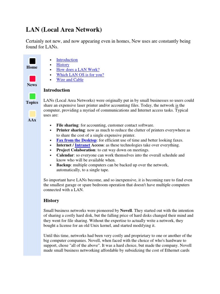 LAN (Local Area Network) | PDF | Microsoft Windows | Operating System