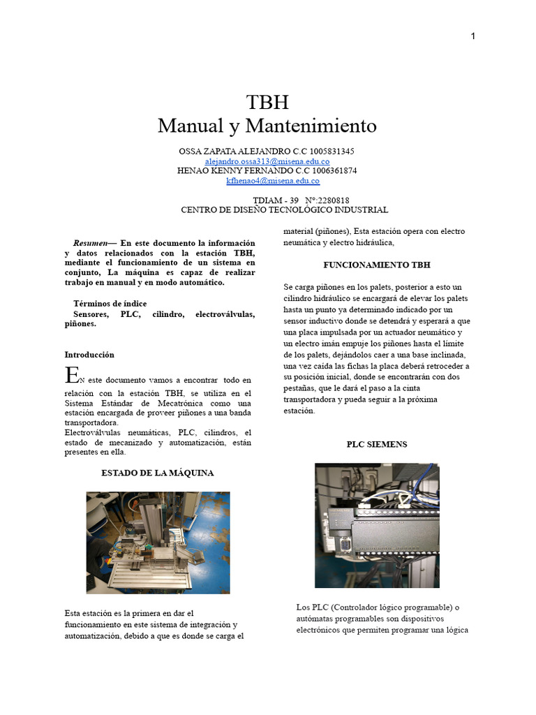 Estación TBH | PDF | Controlador lógico programable | Sensor