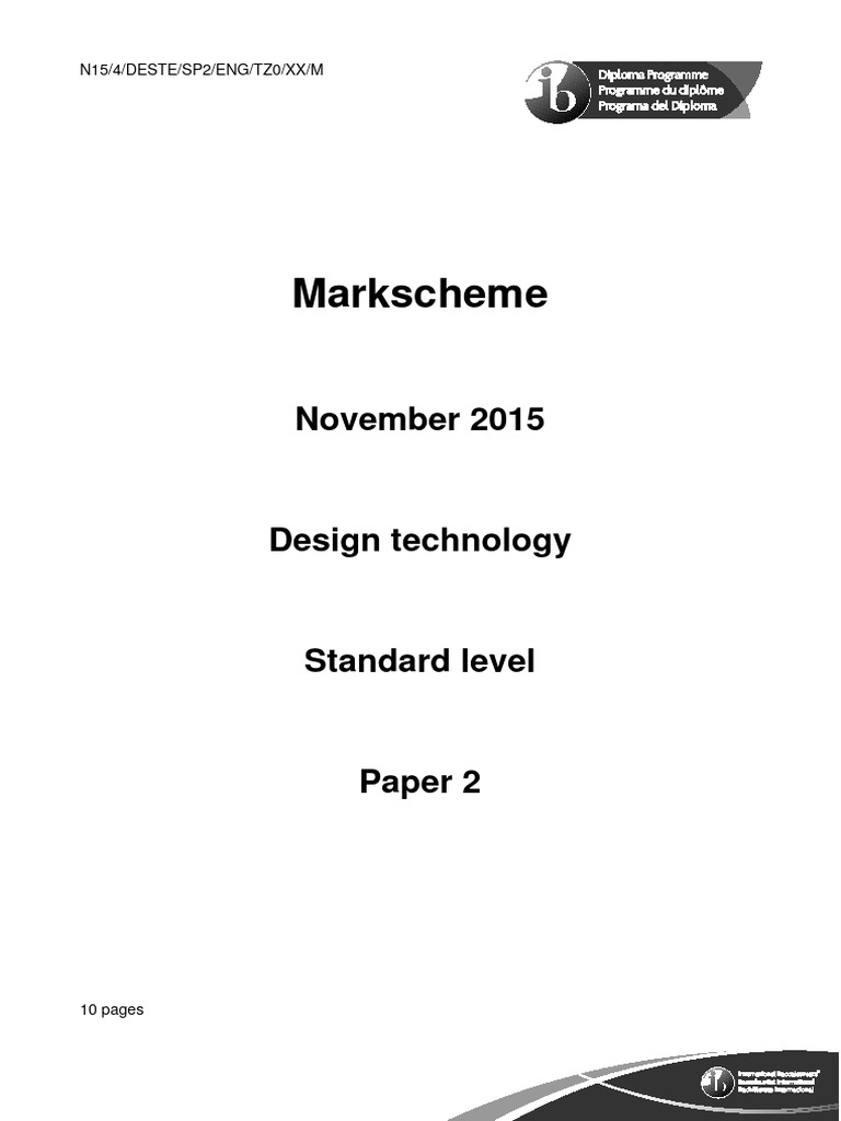 Design Technology Paper 2 SL Markscheme | PDF | Composite Material ...