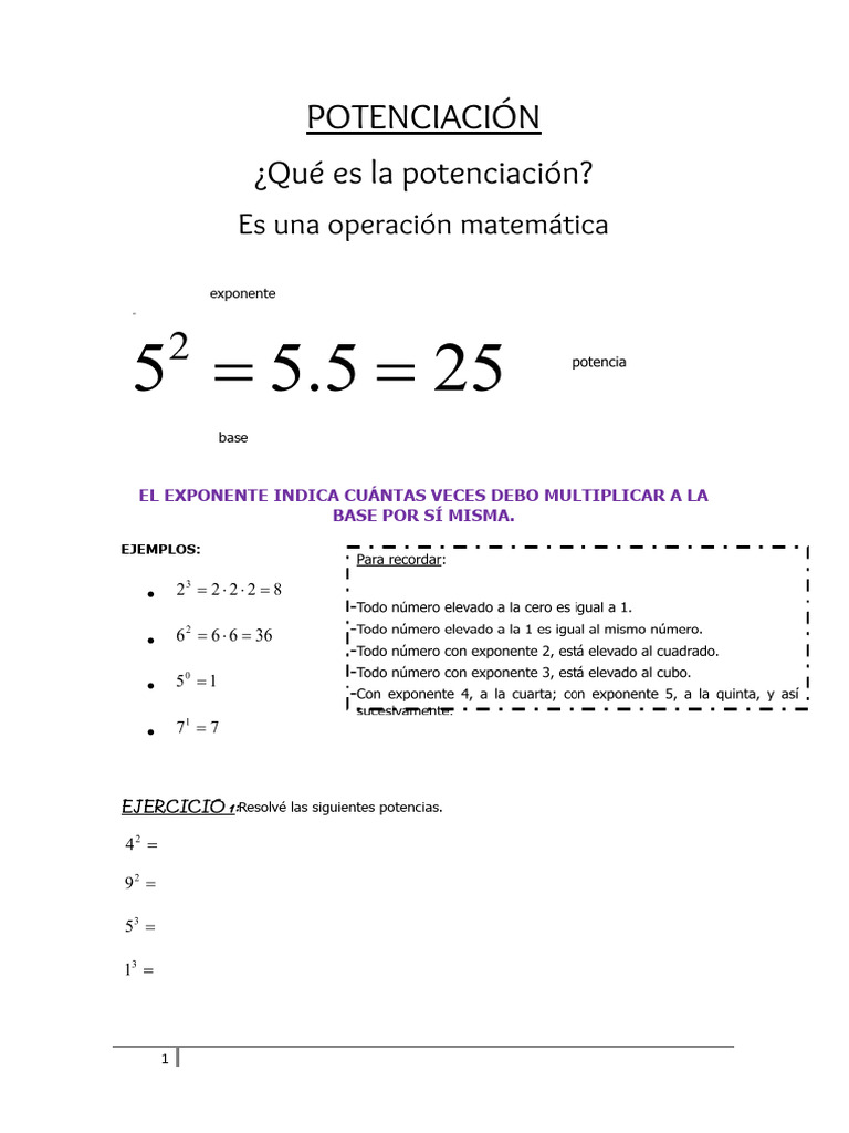 Potenciaci-N y Radicaci-N | PDF | Exponenciación | Multiplicación