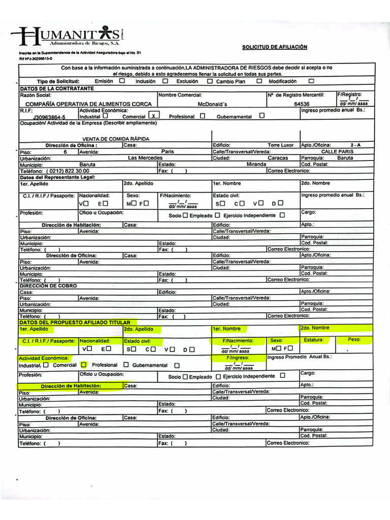 Planilla Humanitas Marzo 2024 | PDF
