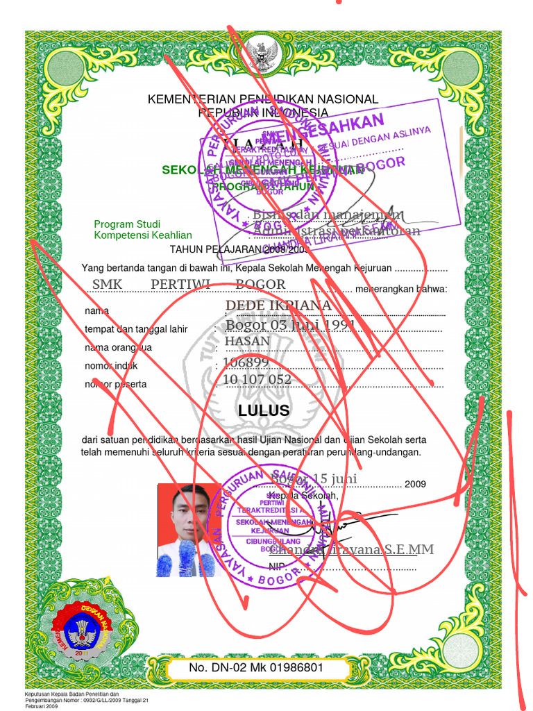 Ijazah SMK Dede 1 1 | PDF