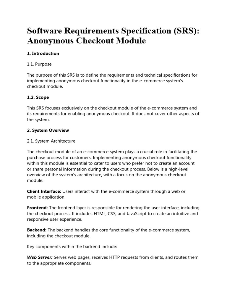 SRS Checkout Module | Download Free PDF | Point Of Sale | Computer Security