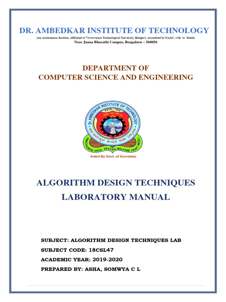Algorithm Design Techniques Lab Manual | PDF | Theoretical Computer ...