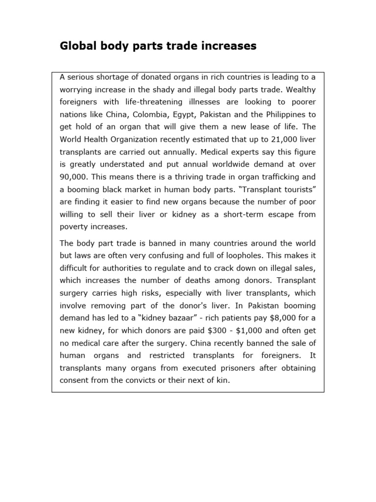 Global Body Parts Trade Increases | PDF | Organ Transplantation | Organ ...