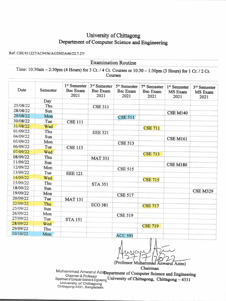 Examination Routine 2020 280722 | PDF