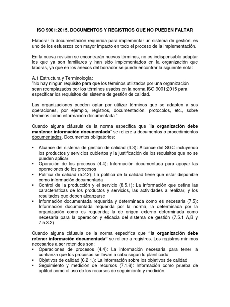 Iso 9001 Documentos y Registros | PDF | Calidad (comercial) | Sistema ...