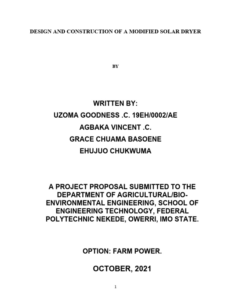 Modified Solar Dryer Design Proposal | PDF | Solar Energy | Clothes Dryer