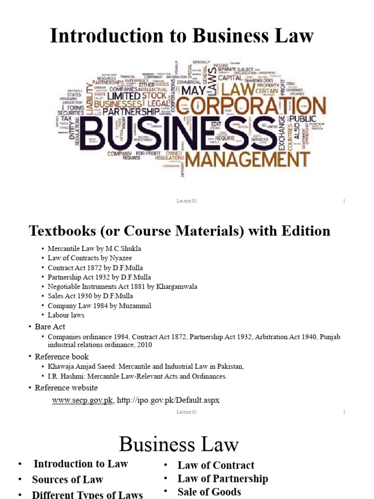 01 Introduction To Business Law | PDF | Sole Proprietorship | Partnership