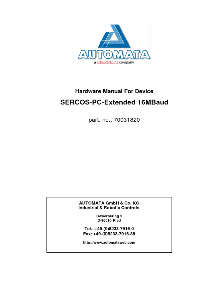 E3182K13 SERCOS PC Ext16 | PDF | Electrical Connector | Computing