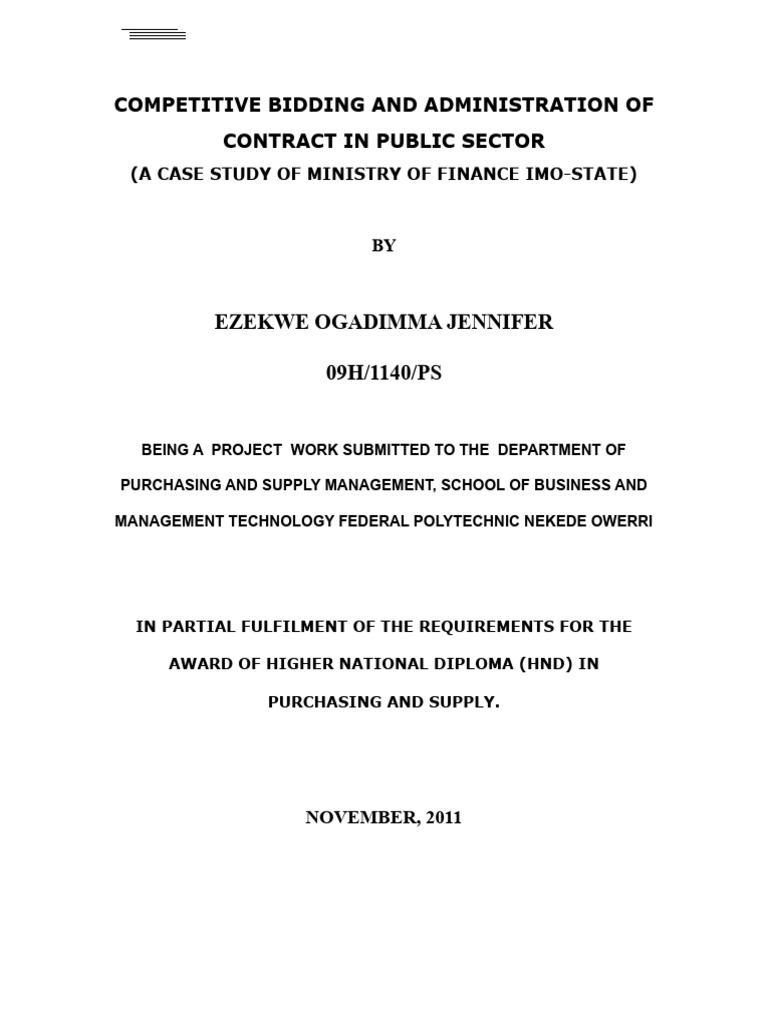 Competitive Bidding and Administration of Contract in Public Sector ...