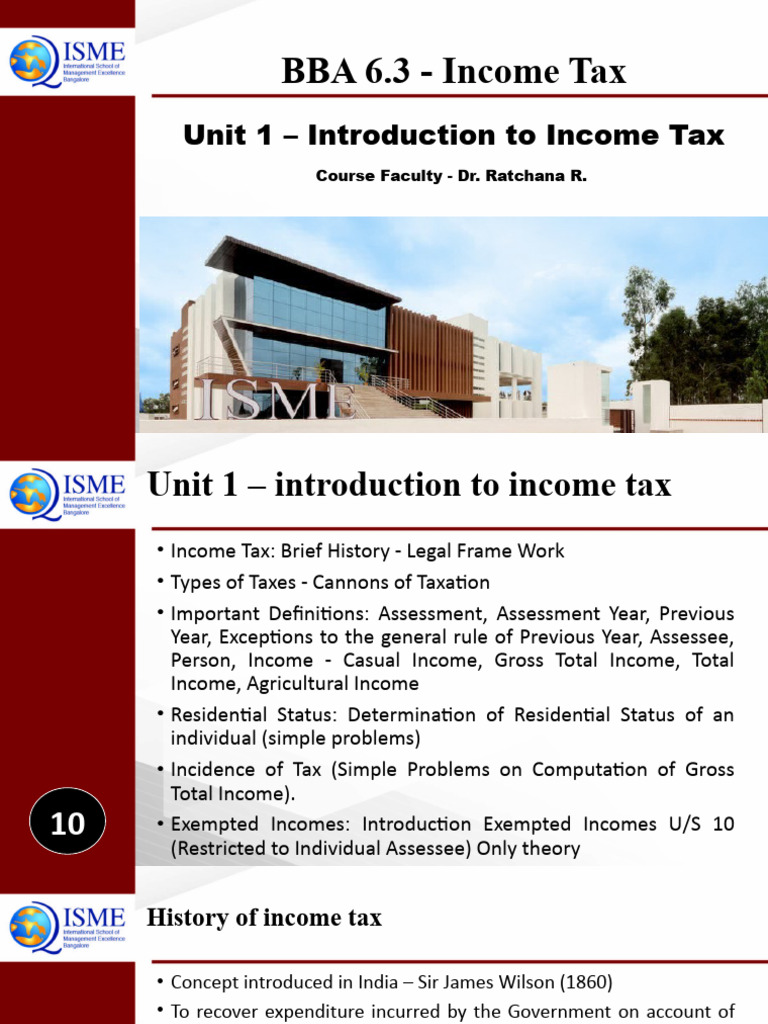 6.3 - BBA - Income Tax - Unit 1 - Intro To Income Tax | Download Free ...