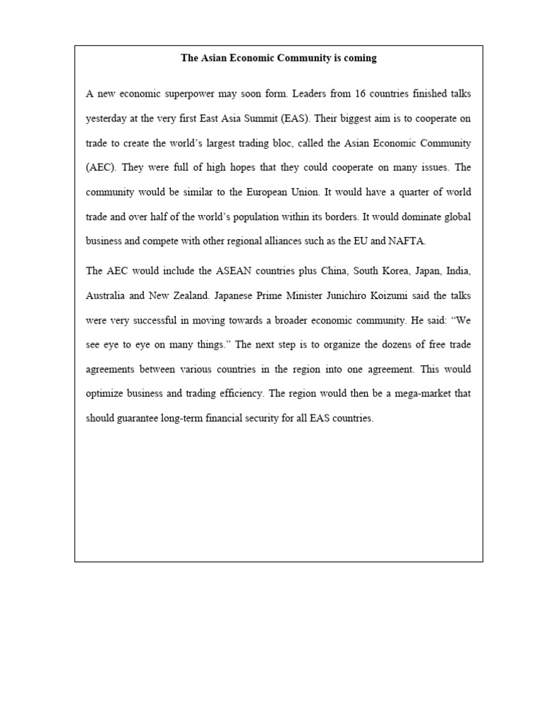 Asian Economic Community: New Trade Bloc | PDF | International ...