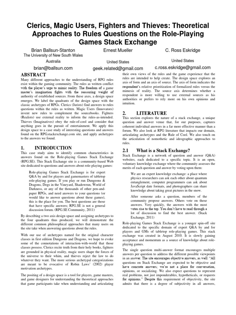 Article RPG Archetypes | PDF | Role Playing Games