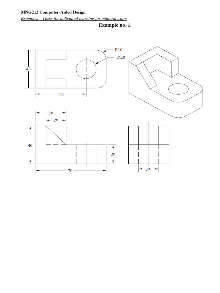 MNG212 CAD Midterm Exam Tasks | PDF