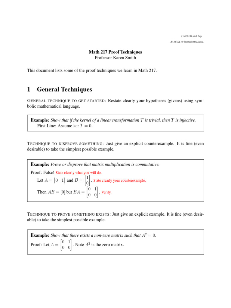 Proof Technique Document | PDF | Mathematical Proof | Linear Map