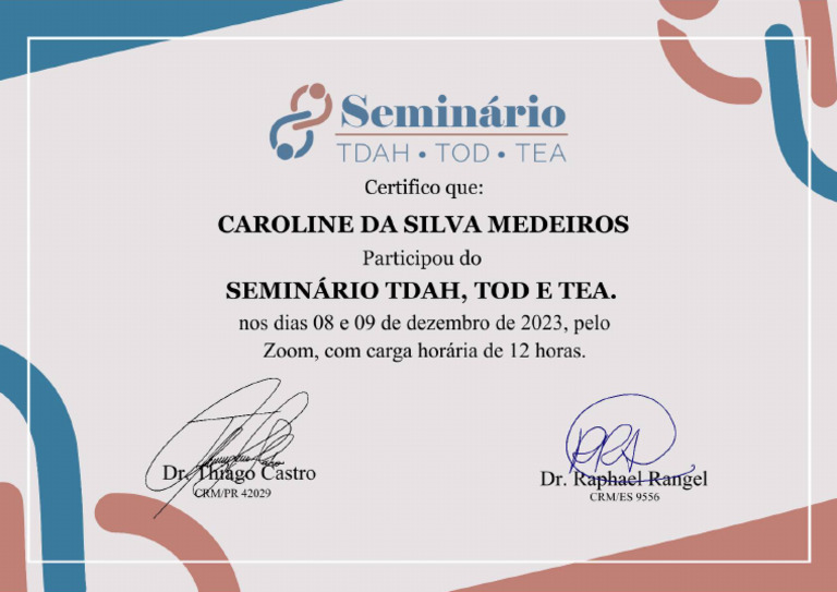 Certificado Tea Tdah Tod | PDF