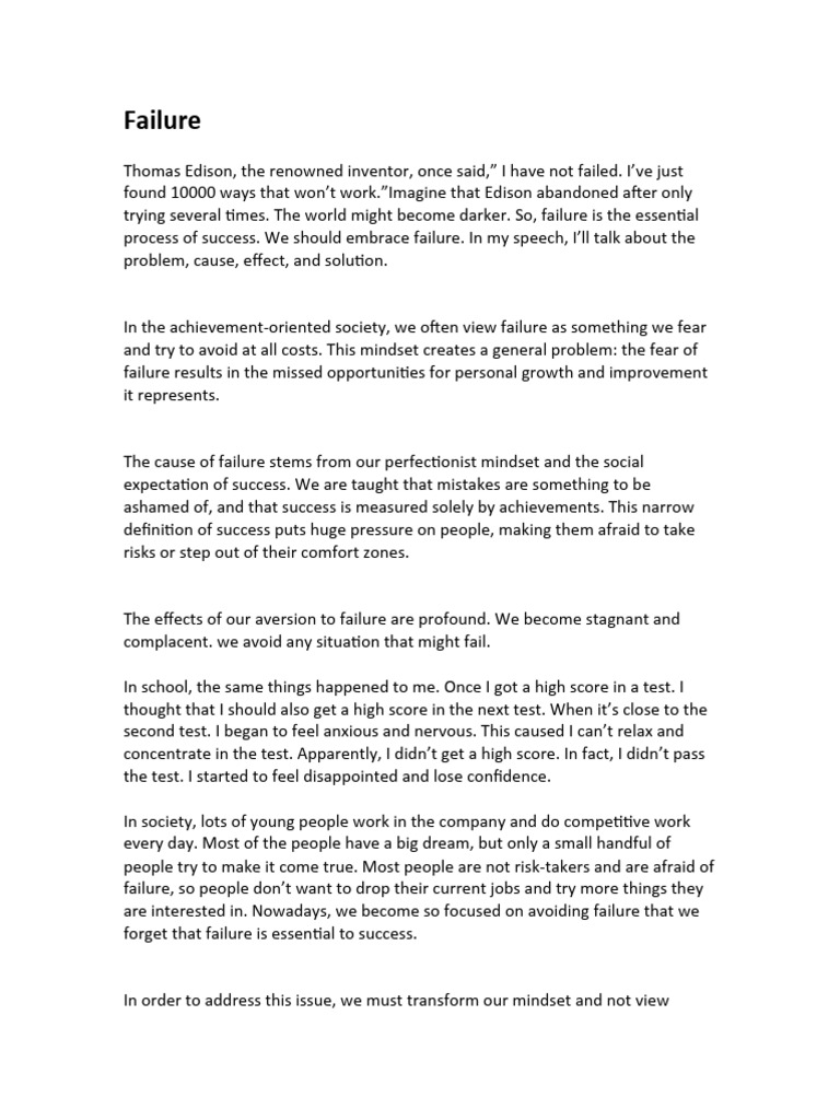 Failure | PDF | Mindset | Psychological Resilience