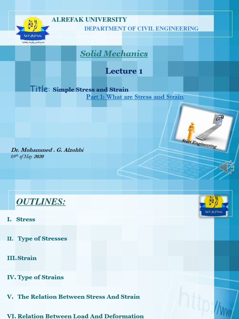 Solid Mechanics-Spring 2020 - Lecture 01 | PDF | Stress (Mechanics ...