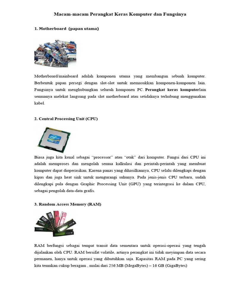 Perangkat Keras Komputer | PDF