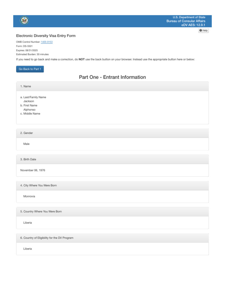 Diversity Visa Entry Form Instructions | PDF | Marriage | Social ...
