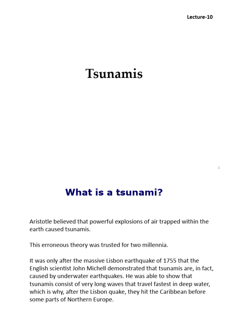lecture10-tsunamis | PDF | Tsunami | Earthquakes